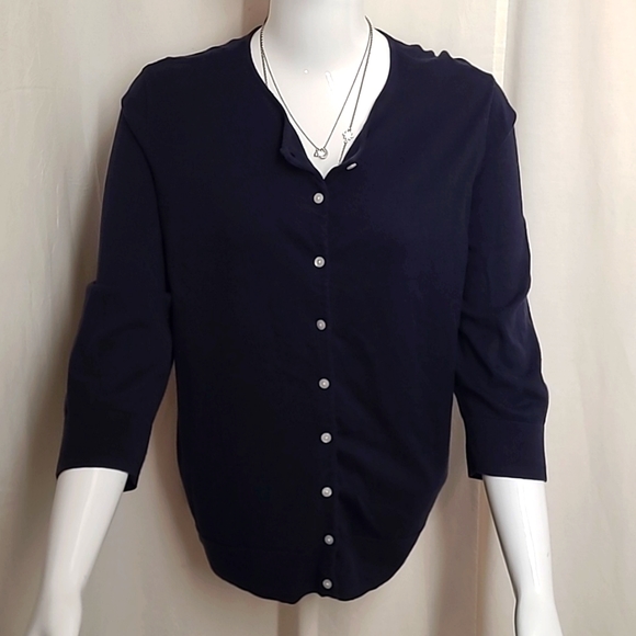 Chaps | Sweaters | 0 Cotton Cardigan Button Up Sweater Navy Blue 2xl ...